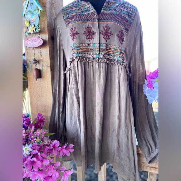 indigo soul | Dresses | Indigo Soul Soft Crinkle Crepe Long Sleeve ...